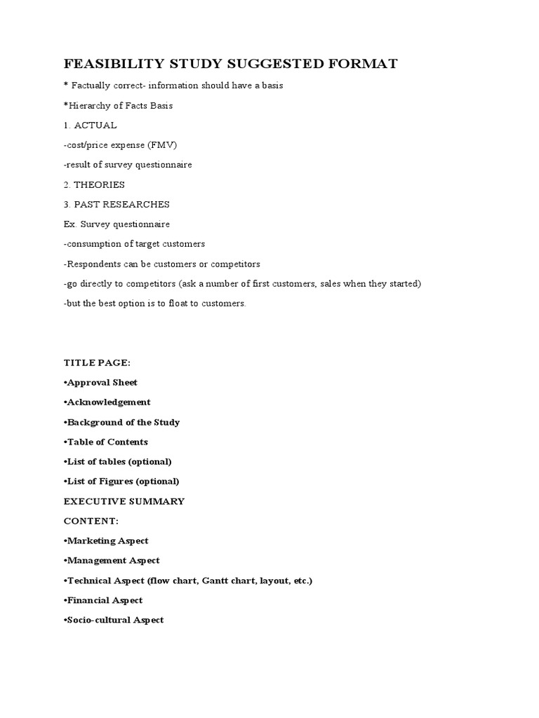 Format Feasibility Study | PDF | Feasibility Study | Marketing