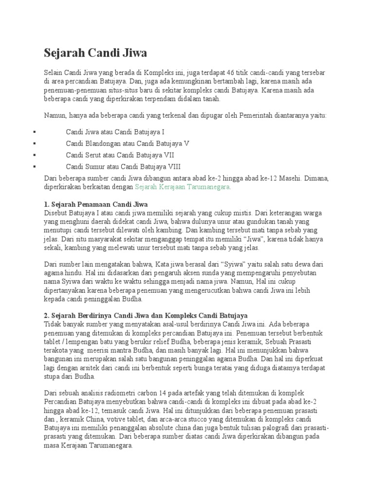 Sejarah Candi Jiwa | PDF