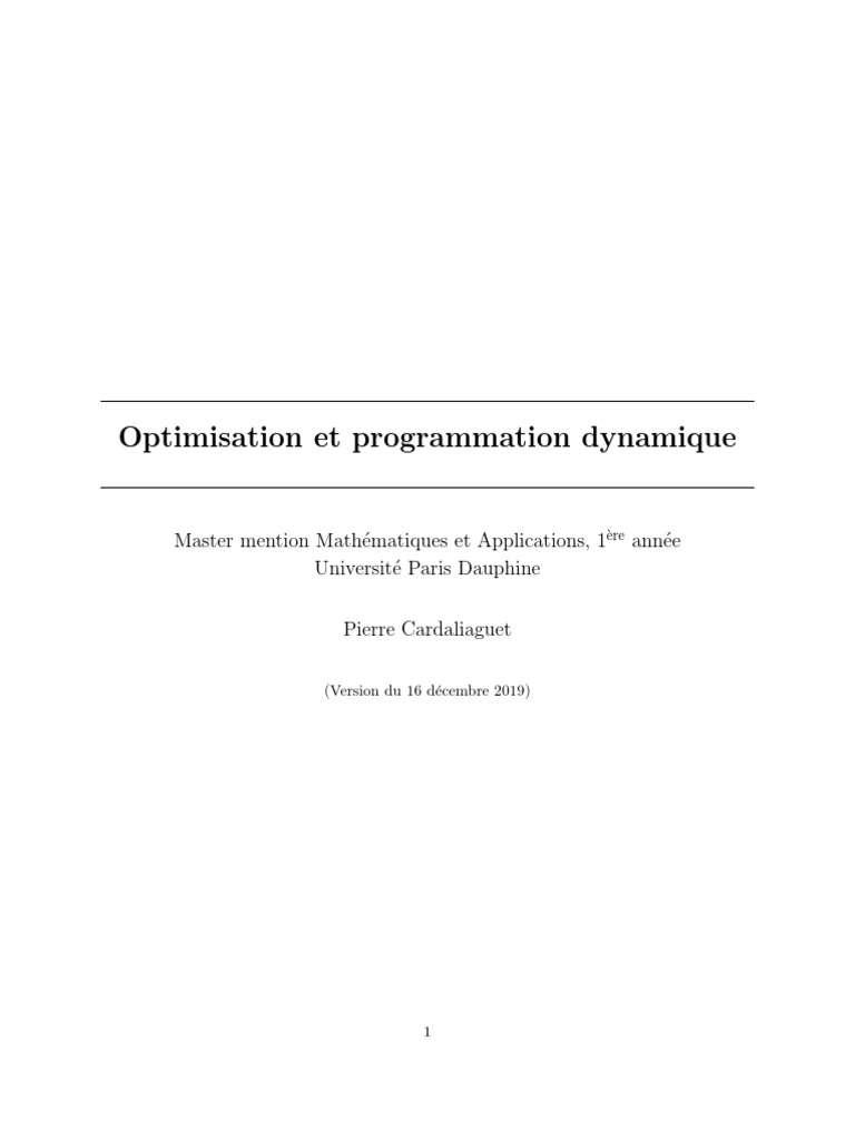 Optimisation et Programmation Dynamique | PDF | Optimisation mathématique | Extremum