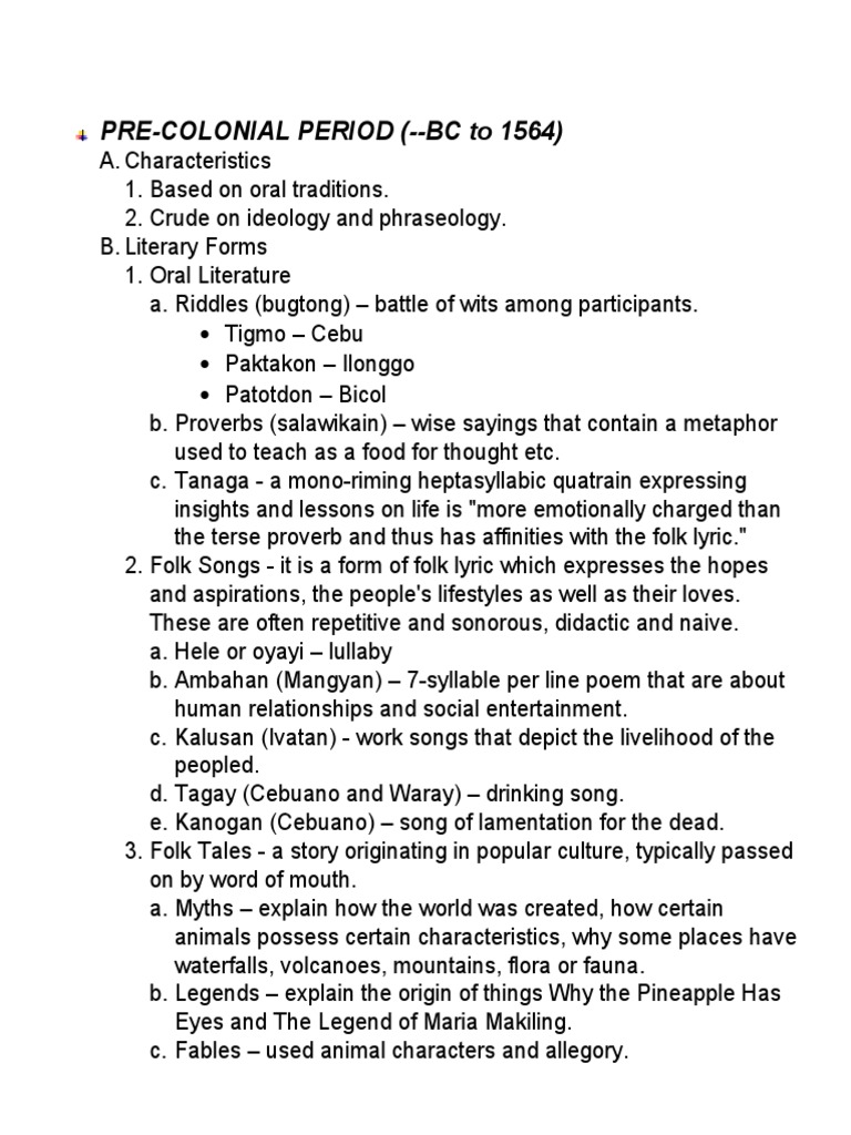 Philippine Literature Timeline | PDF | Poetry | Tagalog Language