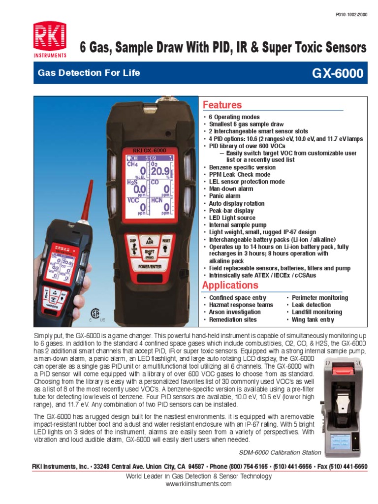 6 Gas, Sample Draw With PID, IR & Super Toxic Sensors: Gas Detection ...