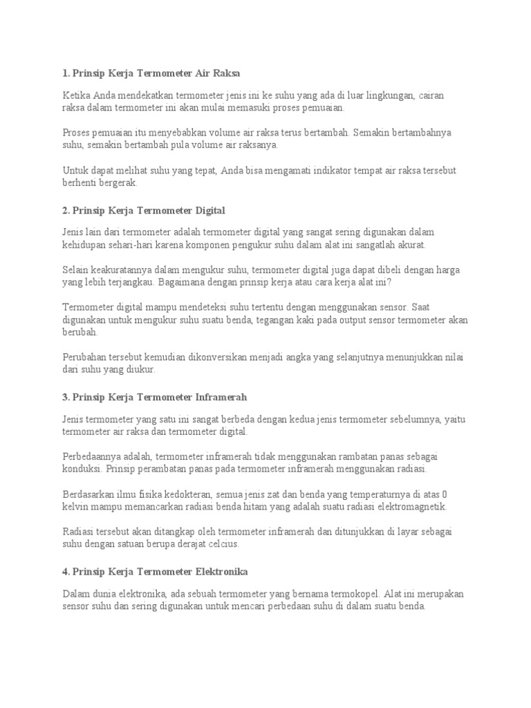 Prinsip Kerja Termometer | PDF
