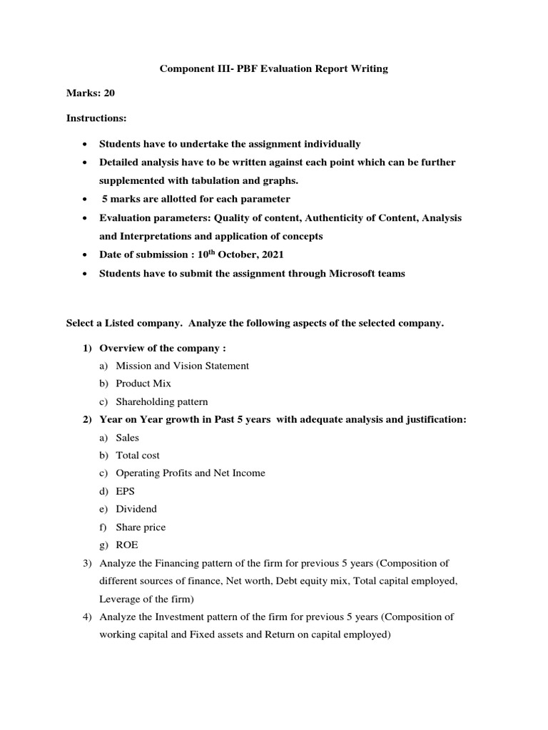 PBF Component III Evaluation | PDF