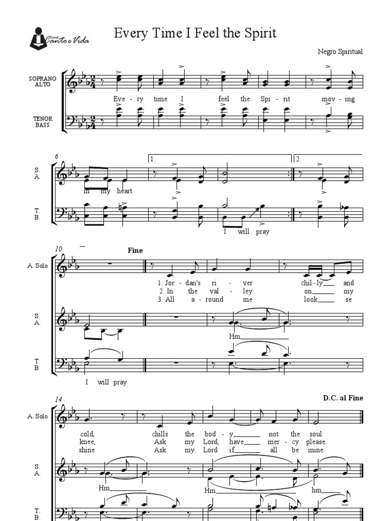 Every Time I Feel The Spirit | PDF | Vocal Music | Choral Music