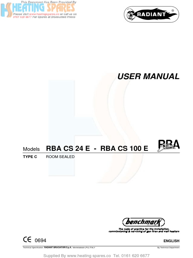 User Manual: Rba Cs 24 E - Rba Cs 100 E | PDF | Water Heating | Boiler