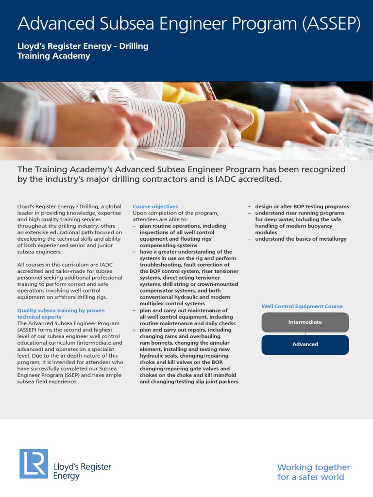 Advanced Subsea Engineer Program (ASSEP) : Lloyd's Register Energy ...