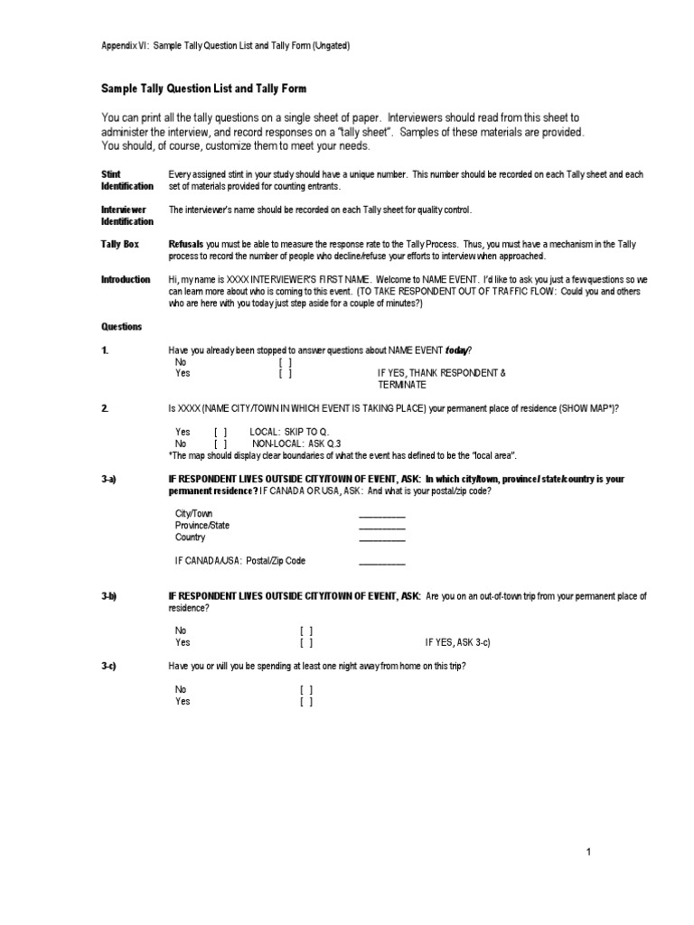 Appendixvi 2 | PDF | Recreational Vehicle | Questionnaire