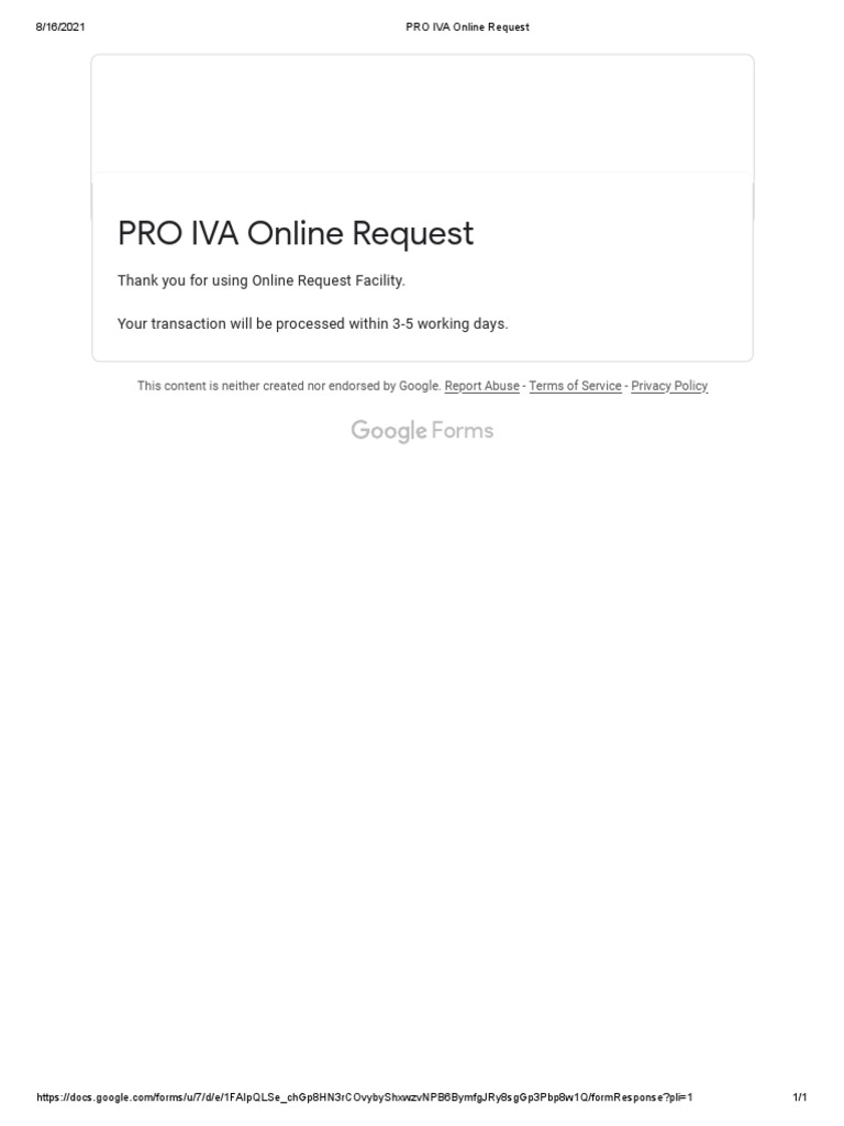 Pro IVA Online Request Confirmation | PDF | Finance & Money Management