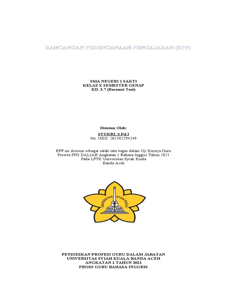 RPP Recount Text Kelas X Daring | PDF