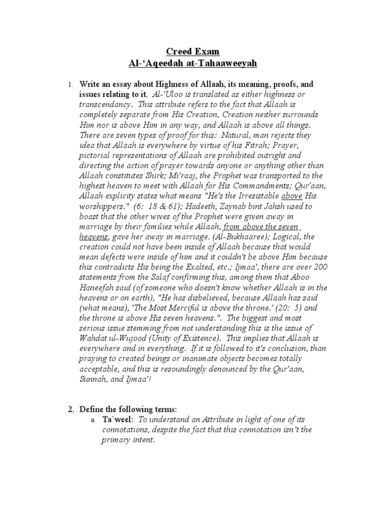 Understanding Al-‘Aqeedah at-Tahaaweeyah | PDF | Prophets And ...