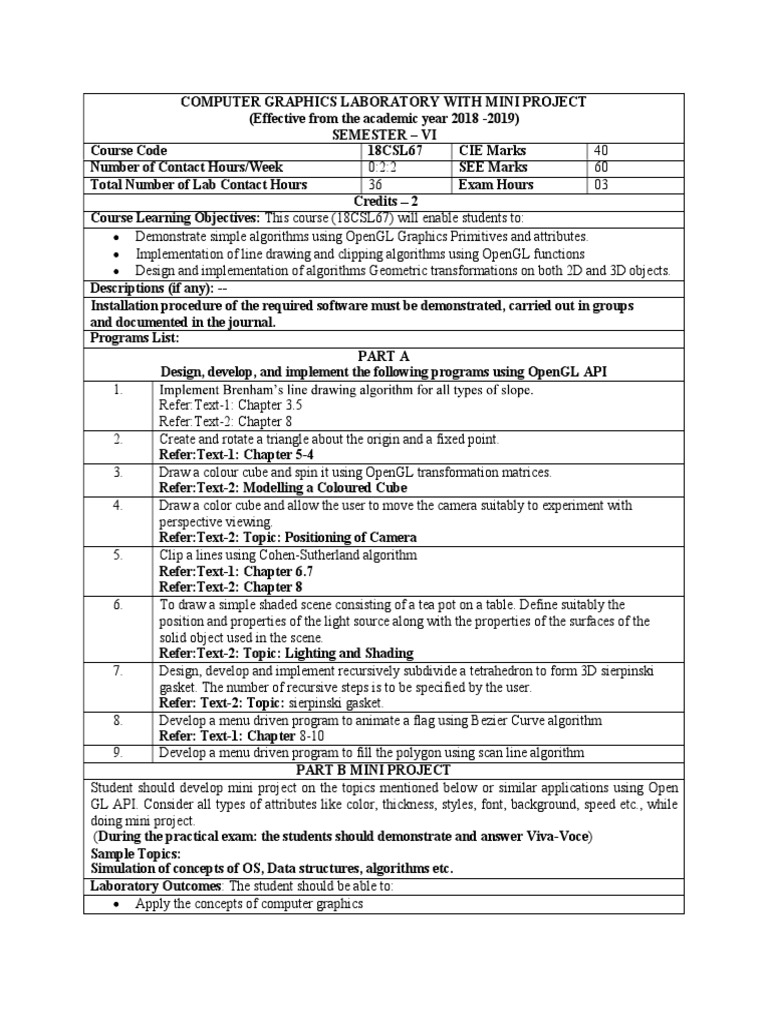Lab Manual | PDF | 3 D Computer Graphics | Computing