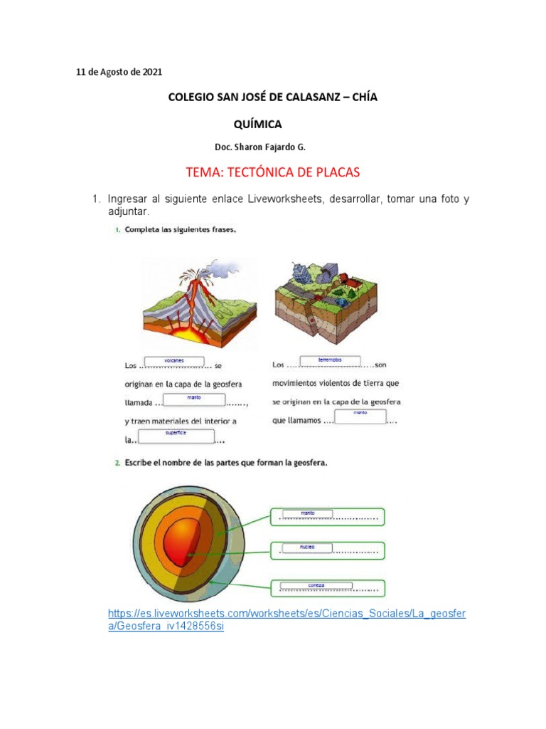 Actividad - Placas Tectónicas NVC | PDF