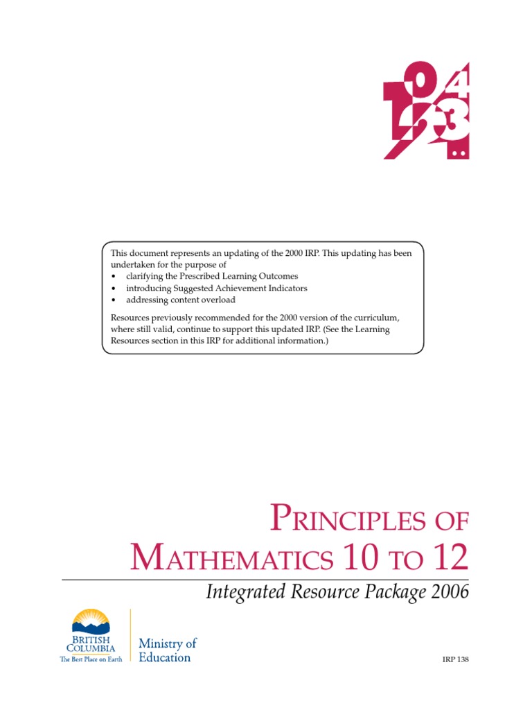 2006 Prin of Math 1012 | PDF | Equations | Curriculum