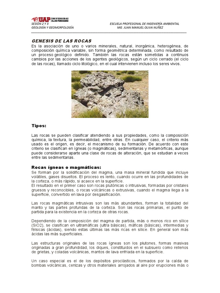 Genesis de Las Rocas | PDF | Roca (geología) | Roca ígnea