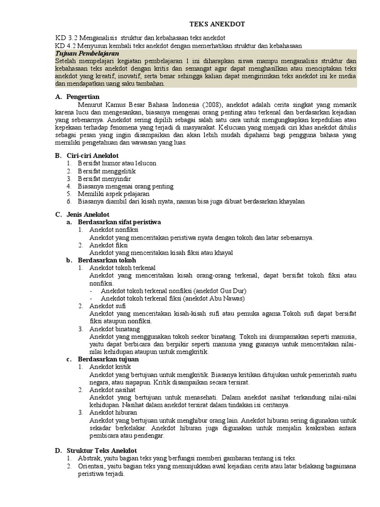 Teks Anekdot Ok | PDF | Seni & Disiplin Bahasa