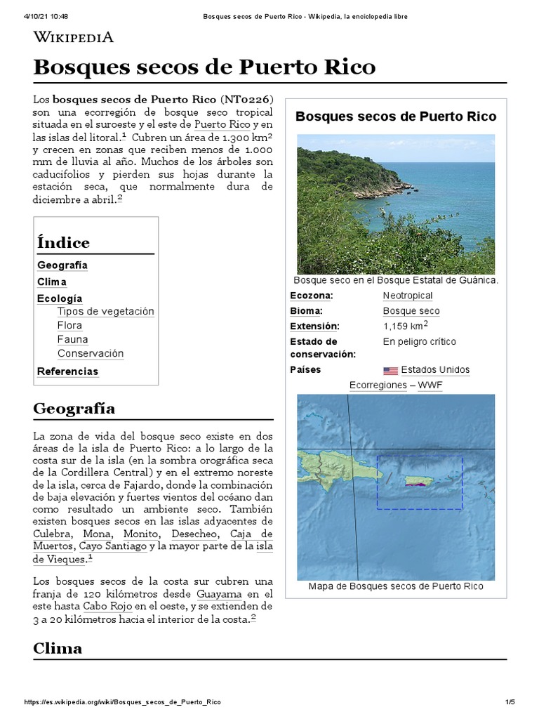 Geografia Bosques Secos de Puerto Rico | PDF | Los bosques | Arboles