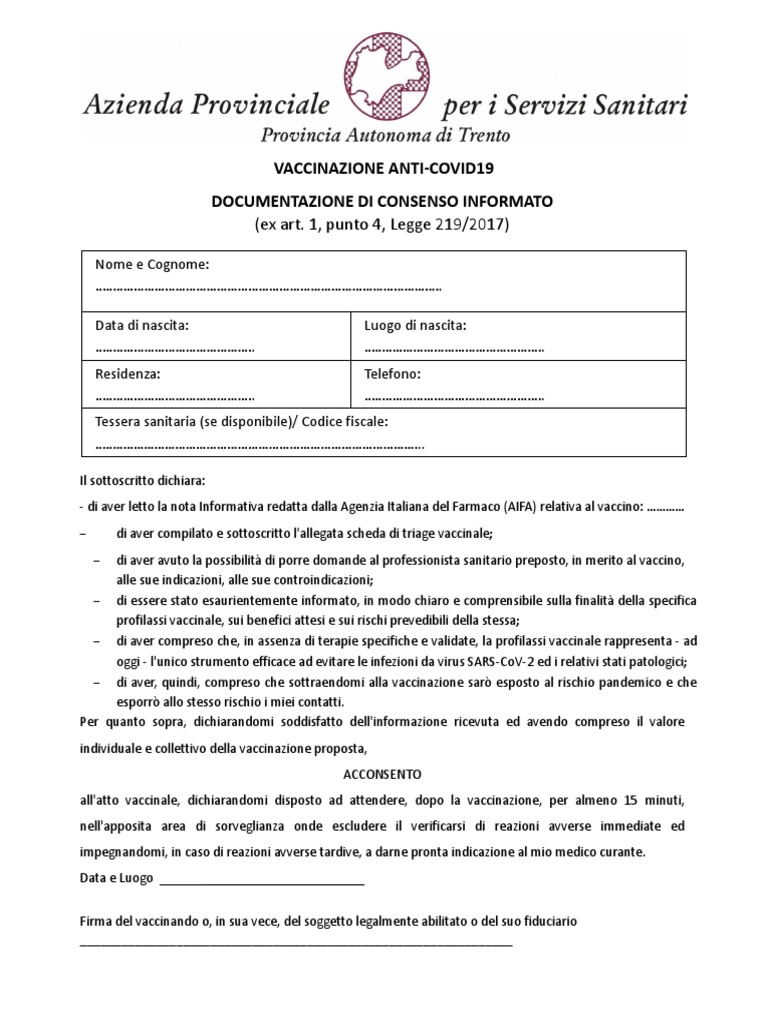 Modulo Consenso (Editabile) | PDF