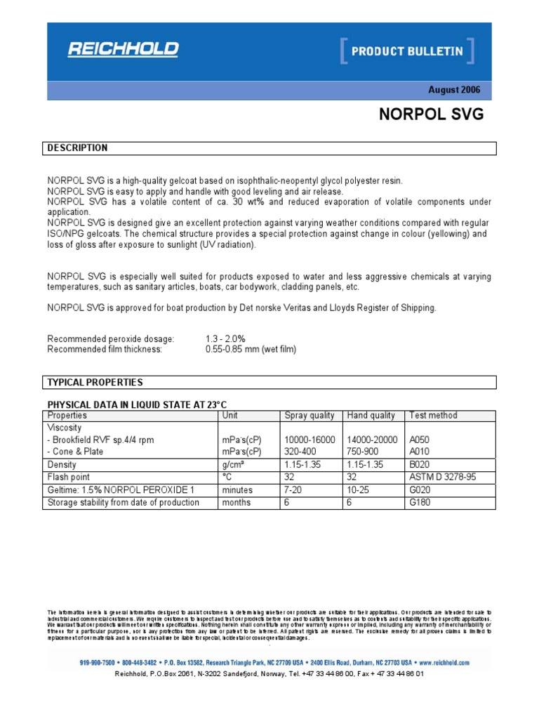 Norpol SVG Gelcoat Product Overview | PDF | Polyester | Copper