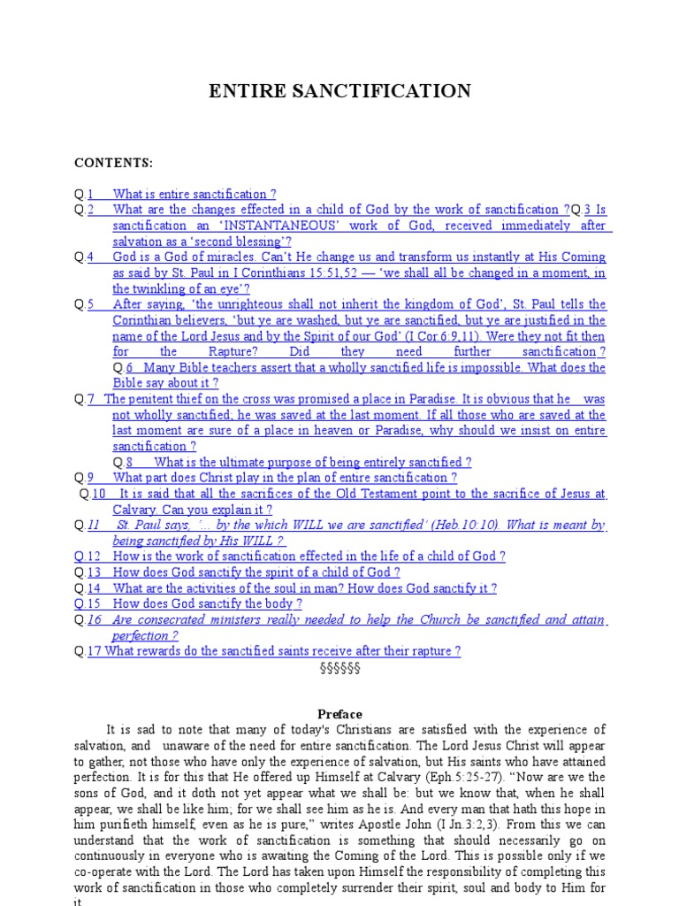 Entire Sanctification | PDF