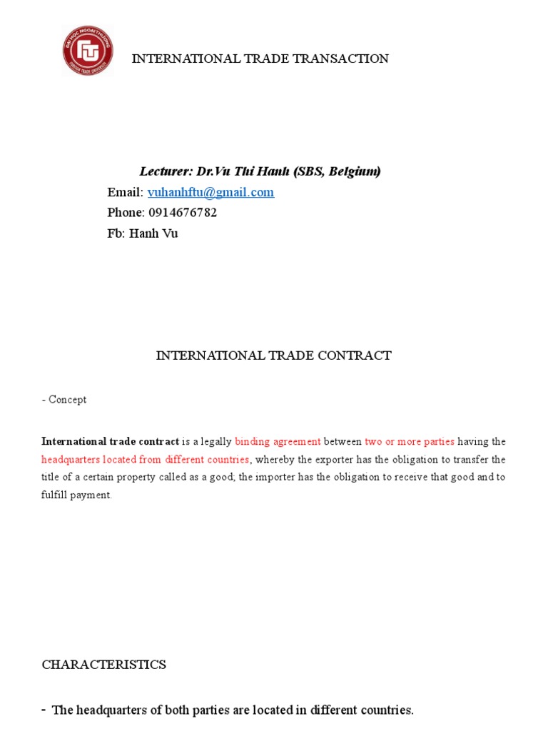 International Trade Contract Guide | PDF | Letter Of Credit | Private Law