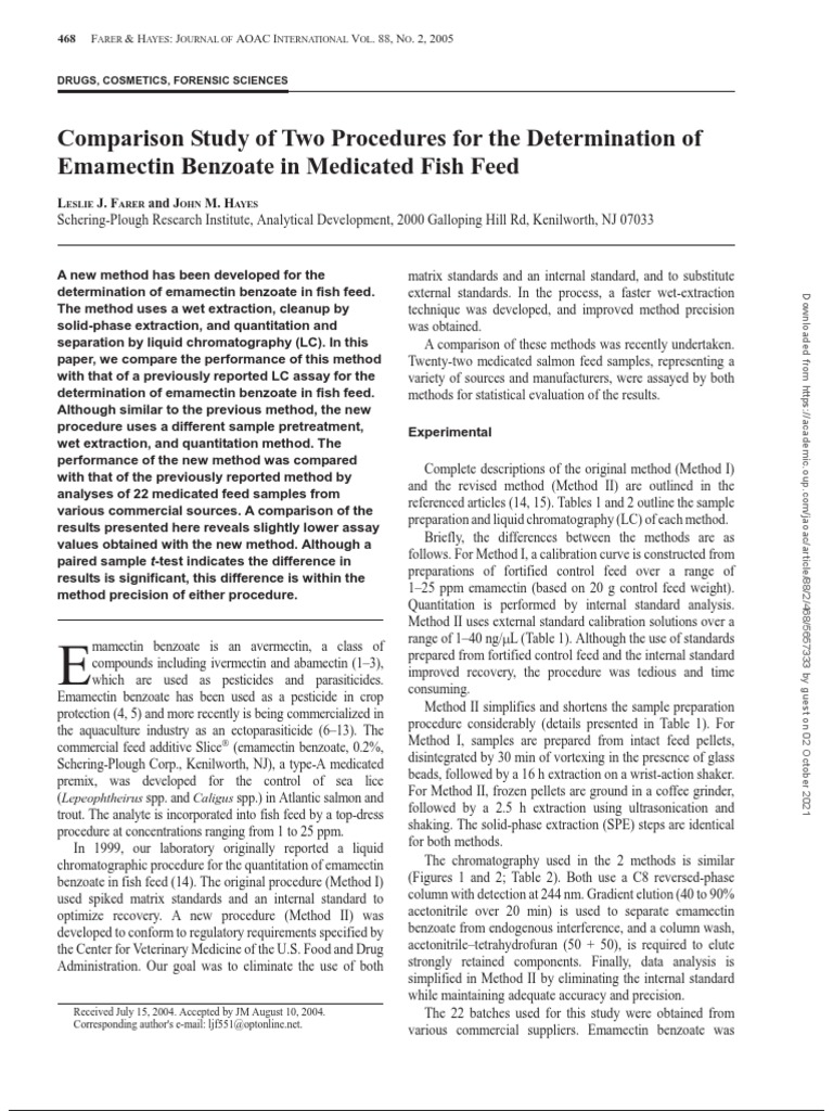 Comparison of Two Liquid Chromatography Methods for the Determination ...
