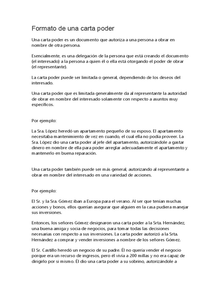 Formato de Una Carta Poder | PDF