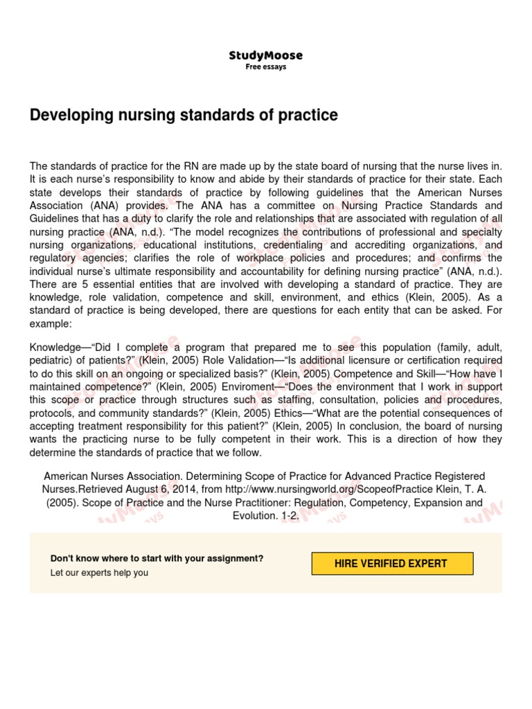 Developing Nursing Standards of Practice: Don't Know Where To Start ...