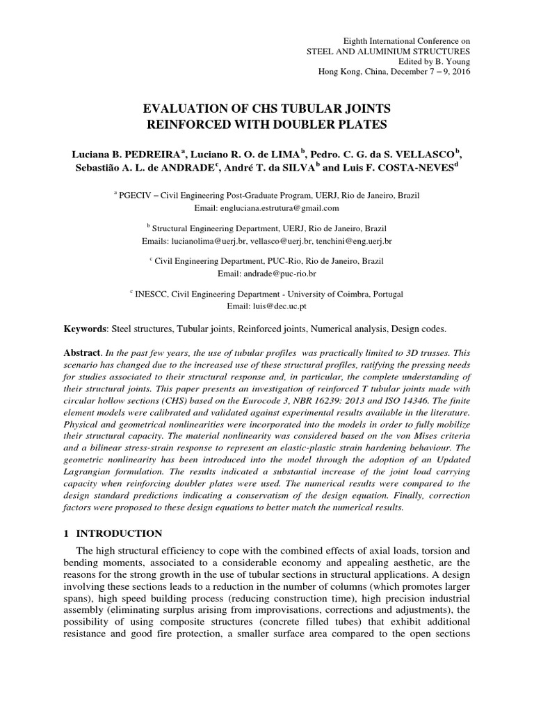 Evaluation of Chs Tubular Joints Reinforced With Doubler Plates | PDF ...