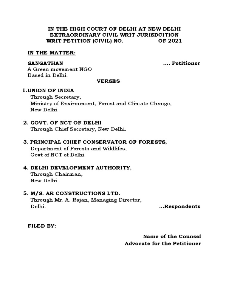 Writ Trees Delhi High Court | PDF | Writ | Mandamus