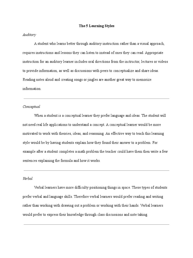 The 5 Learning Styles | PDF | Learning Styles | Learning