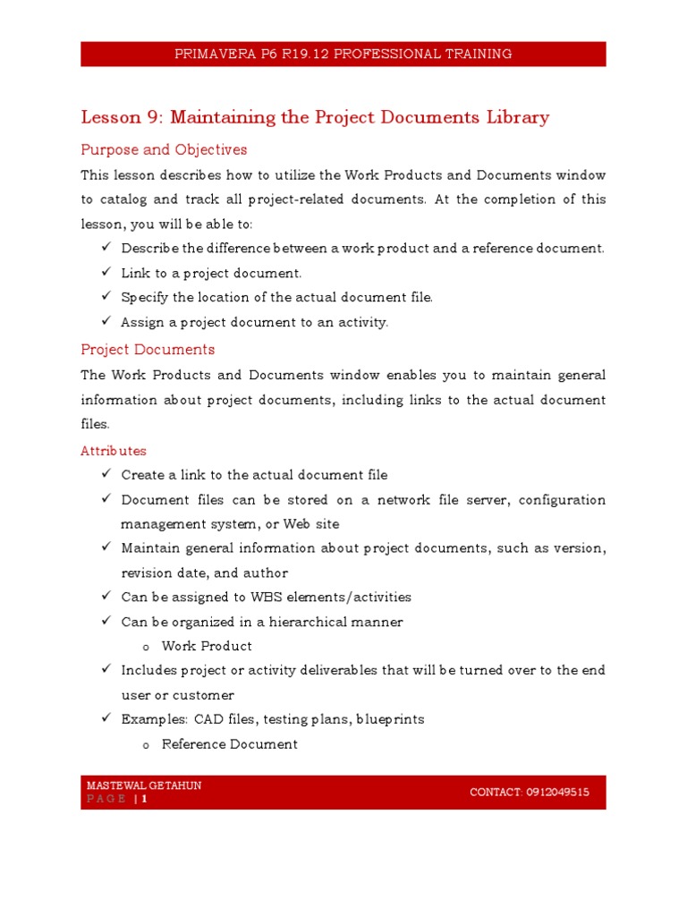 Lesson 9 Maintaining The Project Documents Library | PDF | Computer ...
