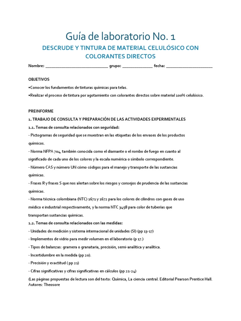 Guía Laboratorio No. 1 - Descrude y Tintura Con Colorantes Directos ...