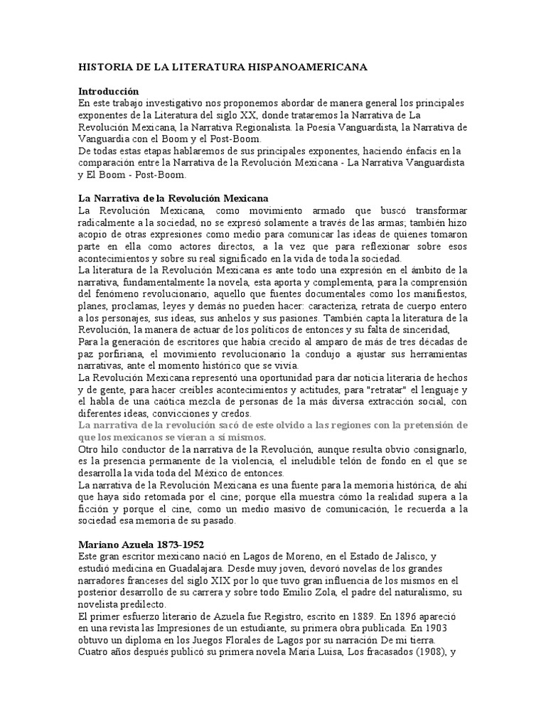 Historia de La Literatura Hispanoamericana | PDF | Vanguardia | México