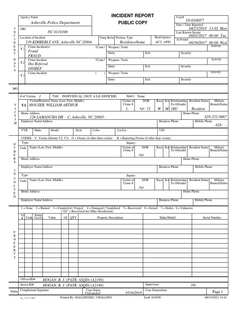 DOG Houser Incident Report | PDF | Criminology | National Security