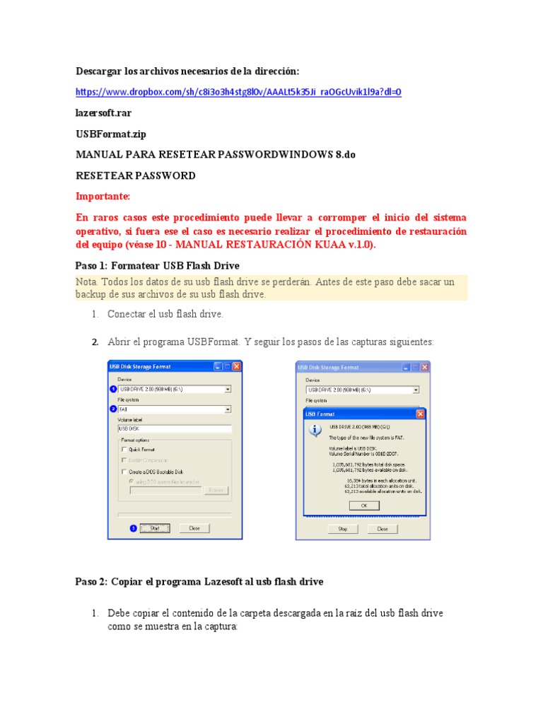 Resetear Password Windows 8 USB | PDF | Juegos y actividades | Informática
