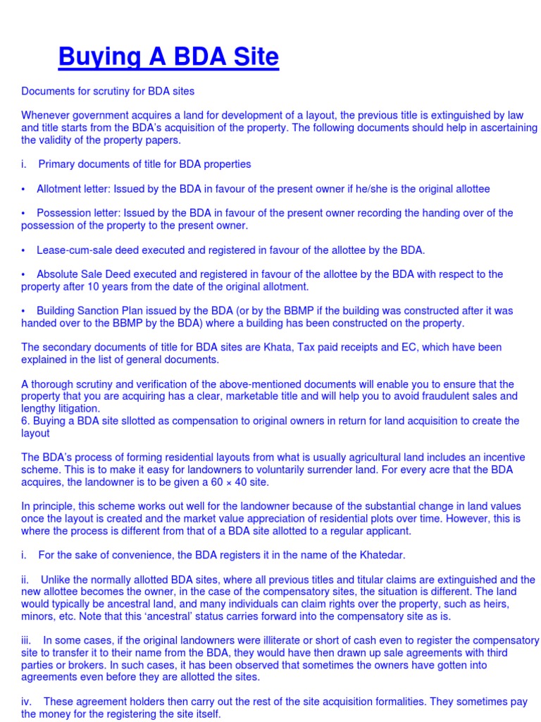 Buying A BDA Site | PDF | Economies | Property Law