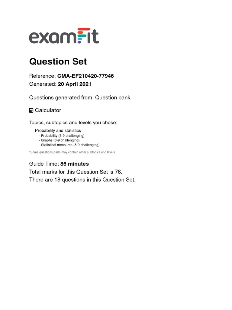 Probability and Statistics GCSE Questions | PDF