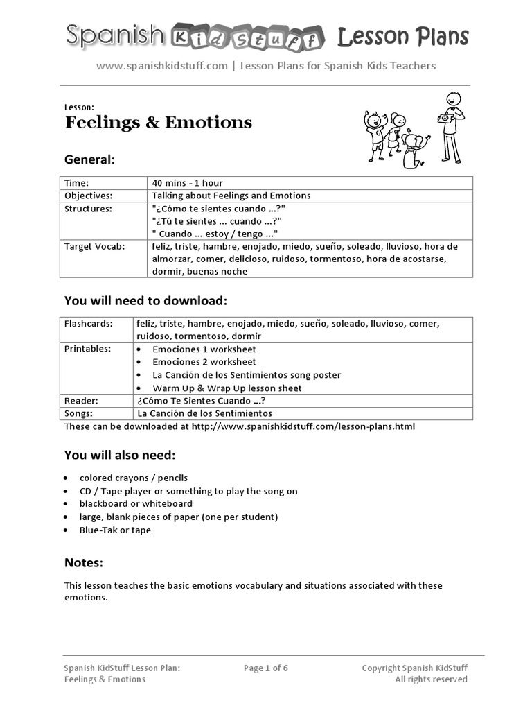 Feelings Emotions Lesson Plan | PDF | Lesson Plan | Cognition