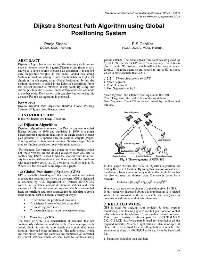 Dijkstra Shortest Path Algorithm Using Global Positioning System Download Free Pdf Global