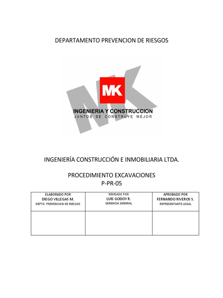 P-PR-05 Procedimiento Excavaciones | PDF | Seguridad y salud ...