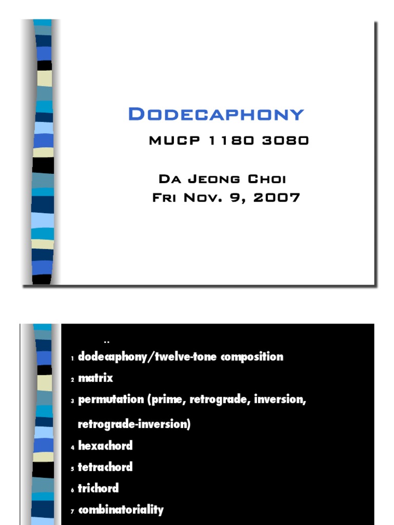 An Introduction to Dodecaphony: Twelve-Tone Composition, Prime Sets, Inversions, and Matrices ...