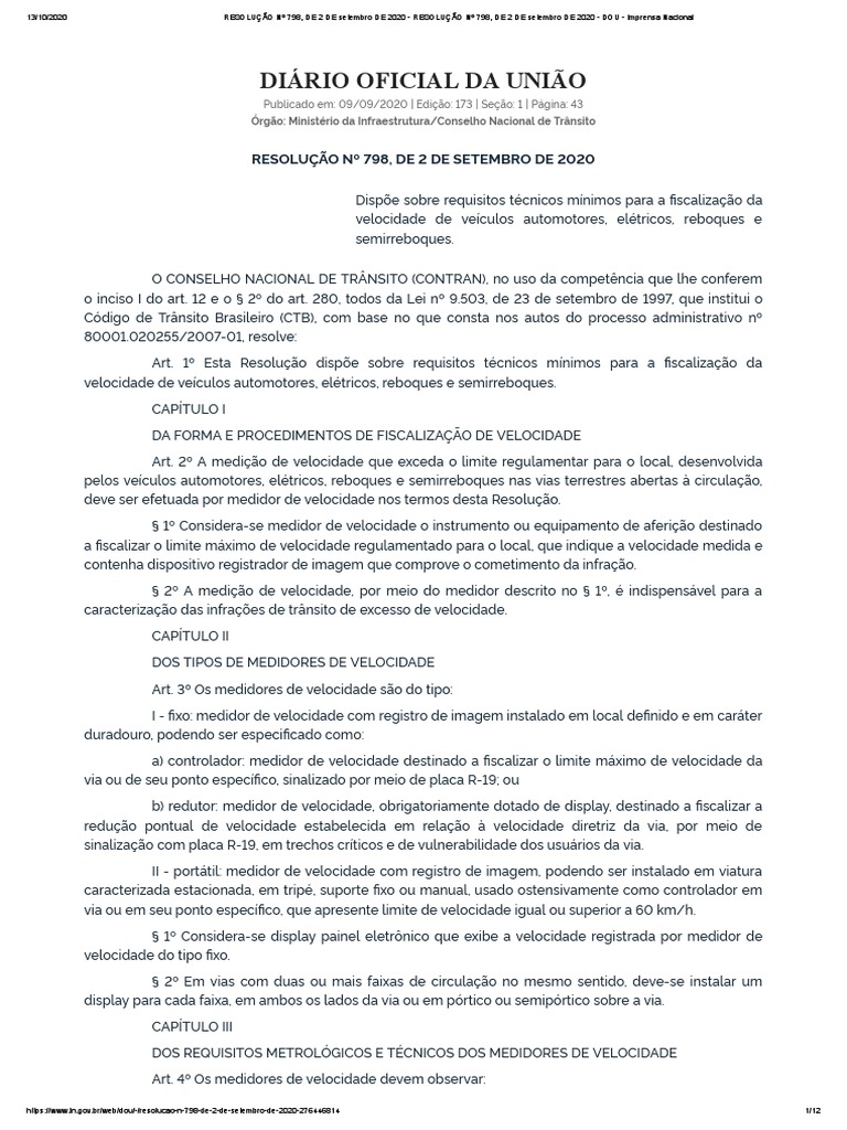 Resolucao 7982020 | Download grátis PDF | Tráfego | Rodovia de acesso ...