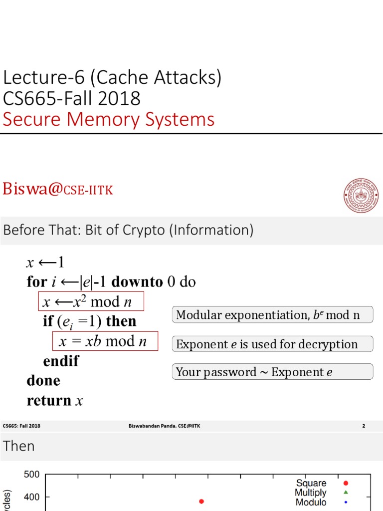 Lecture-6 (Cache Attacks) CS665-Fall 2018: Secure Memory Systems | PDF | Cpu Cache | Information Age
