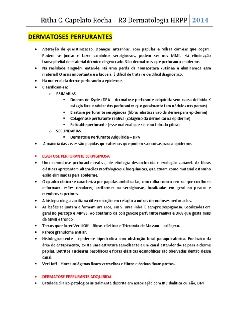 Dermatoses Perfurantes | PDF | Pele | Colágeno