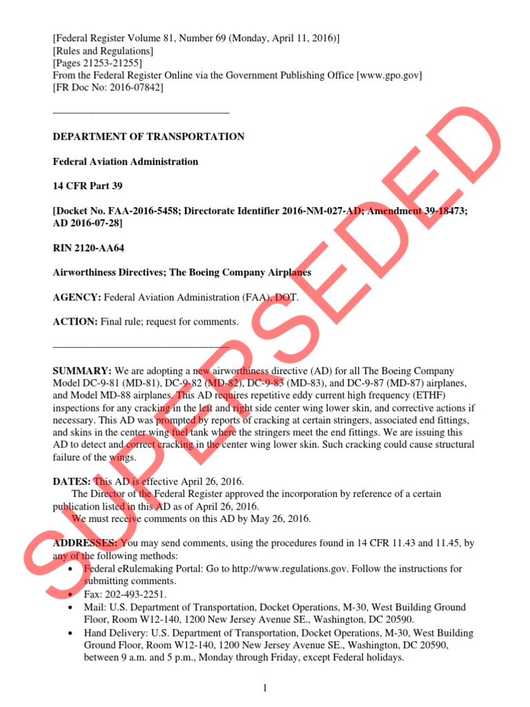Easa Ad Us-2016-07-28 1 | PDF | Federal Aviation Administration ...