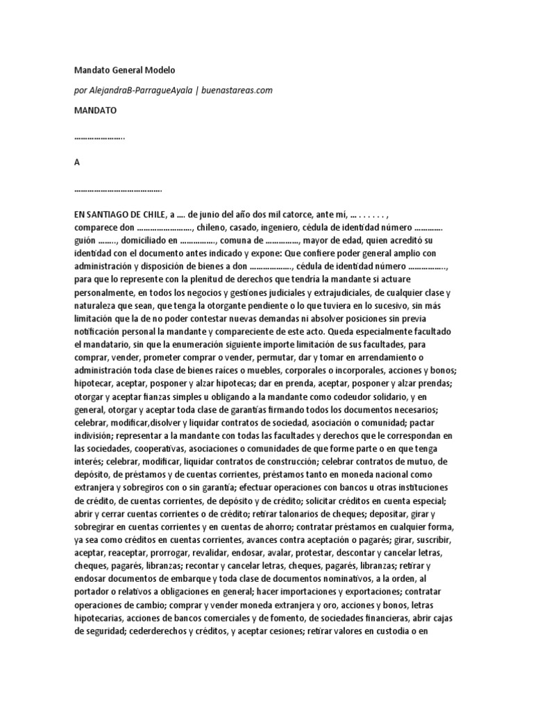 Mandato General Modelo | PDF | Bancos | Cheque