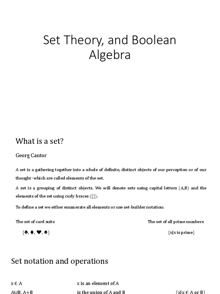 Set Theory, and Boolean | PDF | Set (Mathematics) | Mathematical Objects