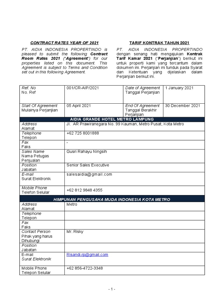 Contract Rate Hipmi | PDF