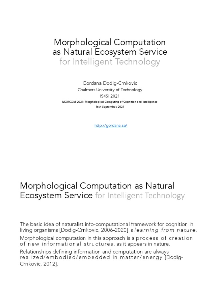 20210916-Morphological Computation As Natural Ecosystem Service | PDF | Cognitive Science ...