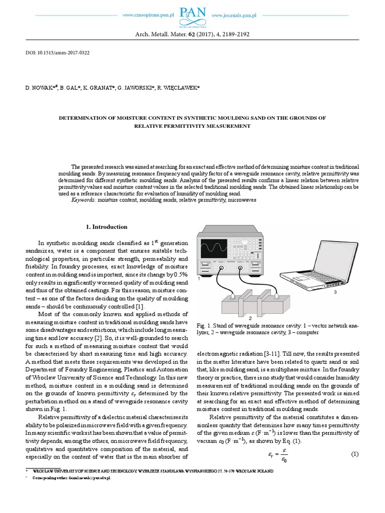 Molding Sand | PDF | Dielectric | Permittivity